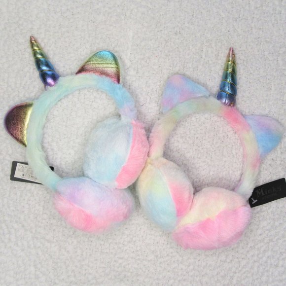 Minky | Accessories | Kids Unicorn Winter Ear Muffs Rainbow Plush Os ...